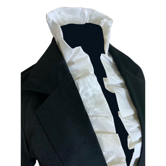 Jerry T. | Jackets & Coats | Black Blazer Jacket White Ruffle Collar ...